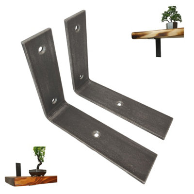 Scaffolding Shelf Brackets Pair Bare Steel Mat 6 inches 150mm L Type