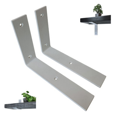 Scaffolding Shelf Brackets Pair White Mat 8 inches 200mm L Type