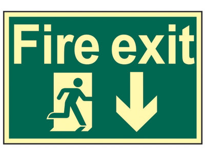 Scan 1580 Fire Exit Running Man Arrow Down - Photoluminescent 300 x ...