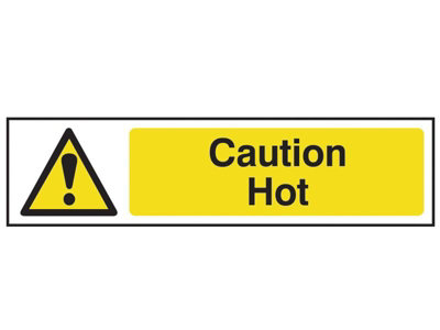 Scan 5115 Caution Hot - PVC 200 x 50mm SCA5115 | DIY at B&Q