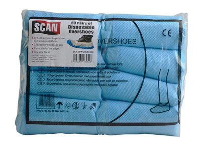 Scan Disposable Overshoes - 20 Pairs for Hygiene and Floor Protection