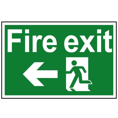 Scan Fire Exit Running Man Arrow Left - Pvc Sign 300 X 200mm Multi ...