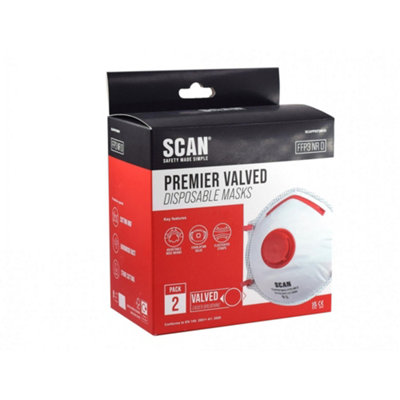 Scan Moulded Disposable Valved Mask Multi Colour (Pack of 2)