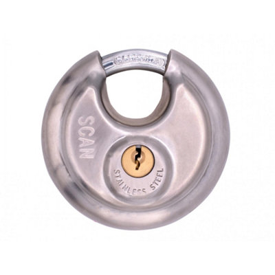 Scan Stainless Steel Disk Type Padlock Multi Colour (70mm)