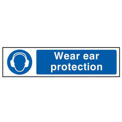 Scan Wear Ear Protection - Pvc Sign 200 X 50mm Multi Colour (200 x 50mm)