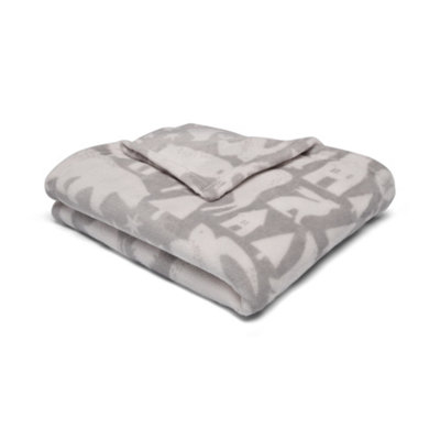 Scandi Animals Plush Grey Fleece Throw