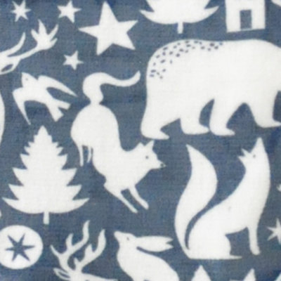 Scandi Animals Plush Navy Fleece Throw