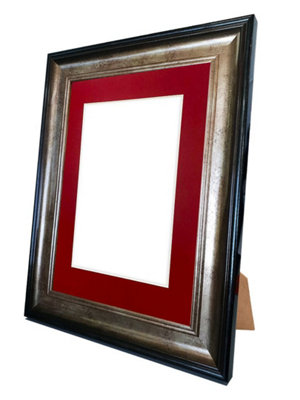 Scandi Black & Gold Frame with Red Mount for Image Size A5
