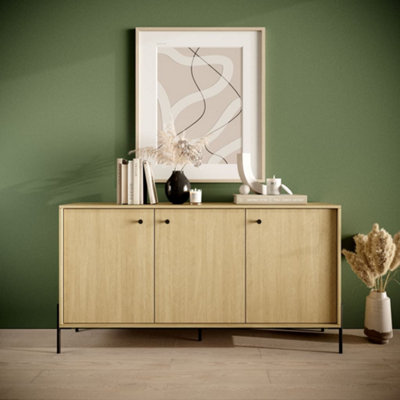 Scandi Contemporary Sideboard Cabinet 3 Hinged Doors 3 Shelves Scandi ...