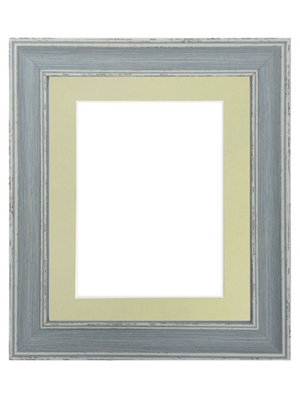 Scandi Distressed Blue Frame with Light Grey Mount for Image Size A3 ...