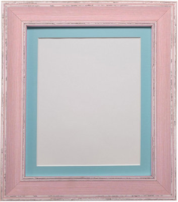 Scandi Distressed Pink Frame with Blue Mount for Image Size A3 | DIY at B&Q