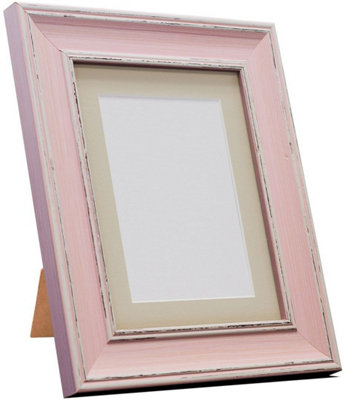 Scandi Distressed Pink Frame with Light Grey Mount for Image Size A5