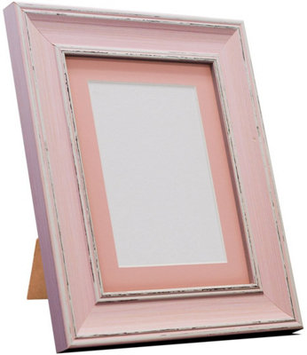 Scandi Distressed Pink Frame with Pink Mount for Image Size 10 x 8 Inch