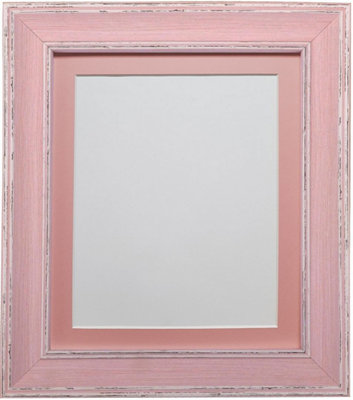 Scandi Distressed Pink Frame with Pink Mount for Image Size 12 x 8 Inch