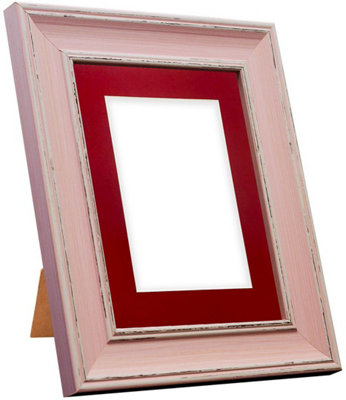 Scandi Distressed Pink Frame with Red Mount for Image Size 9 x 6