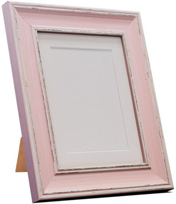 Scandi Distressed Pink Frame with White Mount for Image Size 10 x 8 Inch