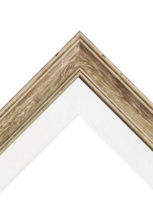 Scandi Distressed Wood Frame with White Mount for Image Size A3