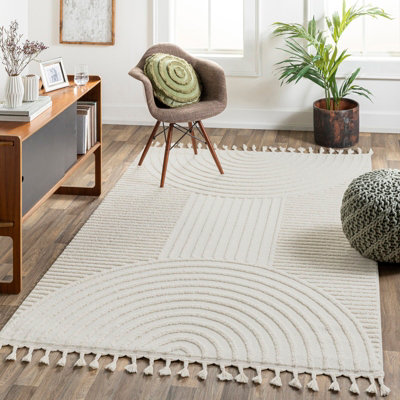 Scandi Geometric High Pile Ivory Matilda Area Rug 120 x 170 cm - Easy ...