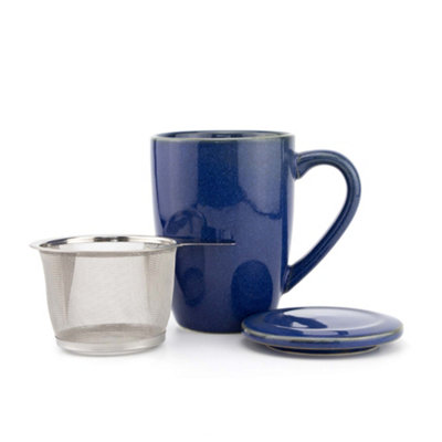 Scandi Home 400ml Bergen Navy Blue Reactive Glaze Ceramic Infuser Mug ...