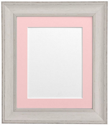 Scandi Pale Grey Frame with Pink Mount for Image Size A5 | DIY at B&Q