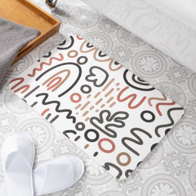 Scandi Pattern White Stone Non Slip Bath Mat | DIY at B&Q