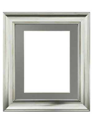 Scandi Vintage Silver Frame with Dark Grey Mount for Image Size 24 x 16 ...