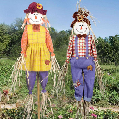 Scarecrows Garden Ornament Bird Deterrent Twin Pack (6ft Scarecrow Twin ...