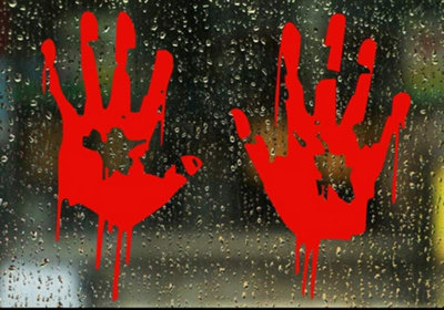 Scary Blood Hand Party Bloody Hand Print Sticker Window Clings Scary ...