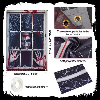 Scary Halloween Banner for Door Window Wall Haunted House Decoration ...