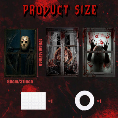 Scary Halloween Window Decorations, HD Print Window Blood Silhouette ...