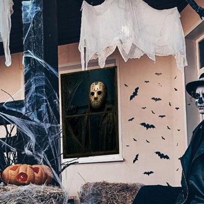 Scary Halloween Window Decorations, HD Print Window Blood Silhouette ...