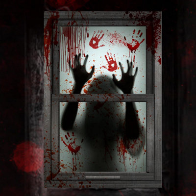 Scary Halloween Window Decorations, HD Print Window Blood Silhouette ...