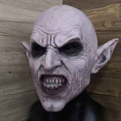 Scary Nosferatu Vampire Mask Grey Latex Horror Halloween Costume