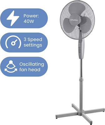 Schallen 16" Electric Oscillating Floor Standing Tall Pedestal Air ...