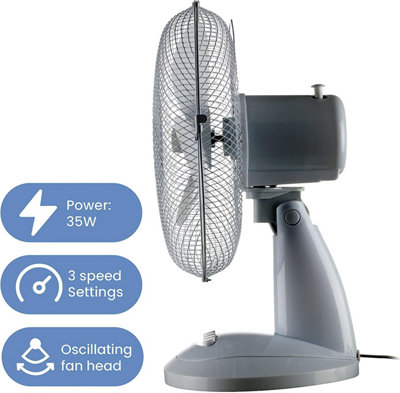 Schallen Home & Office Electric 12" 3 Speed Electric Tilt Oscillating ...