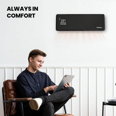 Schallen Oscillating Wall Mounted Over Door PTC Heater with LED Digital ...