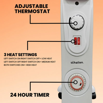 Schallen Portable Electric Slim Oil Filled Radiator Heater with ...