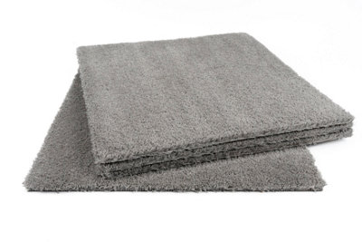 SCHATEX Noblesse Grey Luxury Velour Carpet Tiles, 50x50cm, Ultra Thick ...