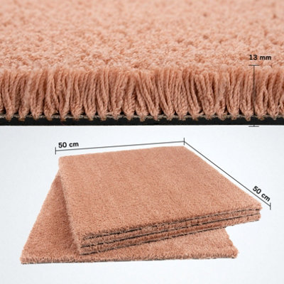 SCHATEX Noblesse Pink Luxury Velour Carpet Tiles, 50x50cm, Ultra Thick ...
