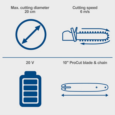 Scheppach C-CS254-X Cordless Chainsaw, IXES 20V Series, 254mm ProCut ...