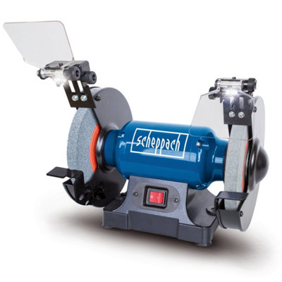 Scheppach SM200L Bench Grinder, 500W, 200mm Grinding Wheels, LED Work ...