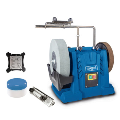 Scheppach TIGER 7000S Wet Bench Grinder, 200W, 250mm Whetstone, Leather ...