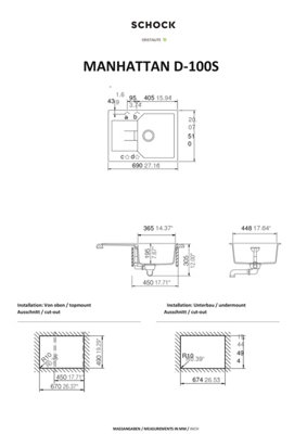 Schock Composite Granite Manhattan 1.0 Bowl & Drainer Volcan Inset ...