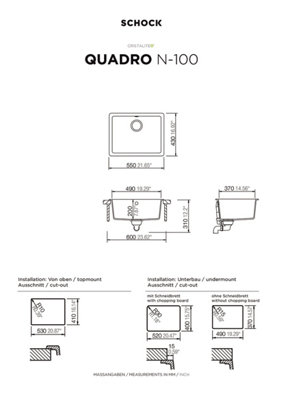 Schock Composite Granite Quadro Single Bowl Alpina Undermount Kitchen ...