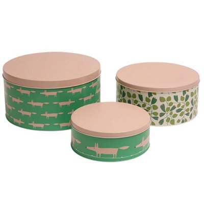 Scion by Dexam Mr Fox Set of 3 Round Cake Tins - Mint Leaf