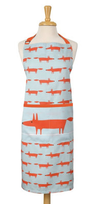 Scion Mr Fox Adult Apron Blue Cotton