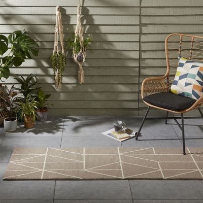 Scion Viso Geometric Indoor Outdoor Runner Rugs 424004 Steel Grey ...