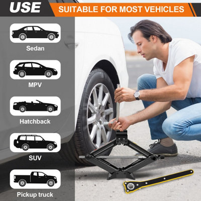 Scissor Jack for Car 2Tons, Car Jack Kit Heavy Duty with Ratchet Wrench ...