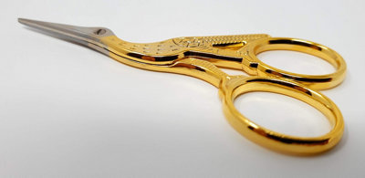 Scissors: Embroidery: Gold-Plated: Stork Style: 9cm or 3.5in
