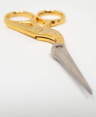 SCISSORS: EMBROIDERY: GOLD-PLATED: STORK STYLE: 9CM OR 3.5IN